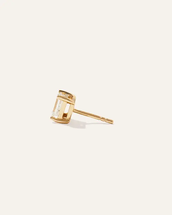 Quince 14k Gold Emerald Lab Grown Diamond Solitaire Studs 2ctw - Yellow Gold