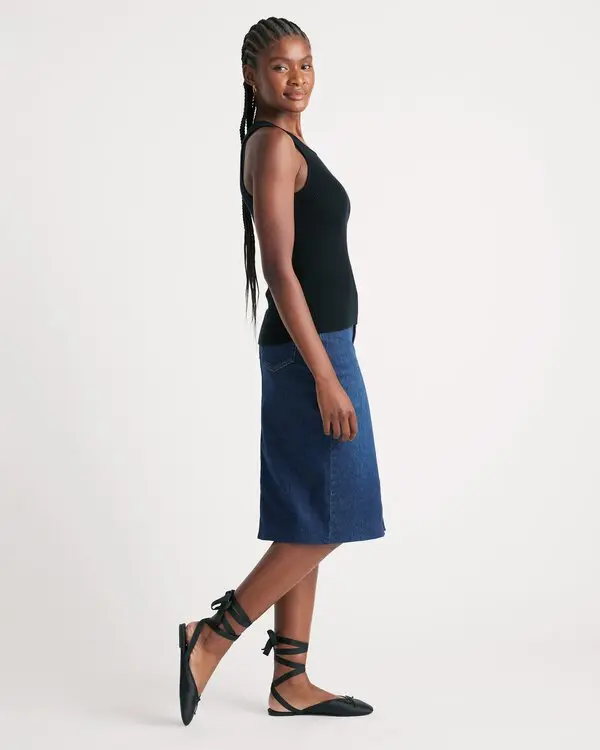 Quince Featherweight Cashmere Ribbed Tank Top - Black