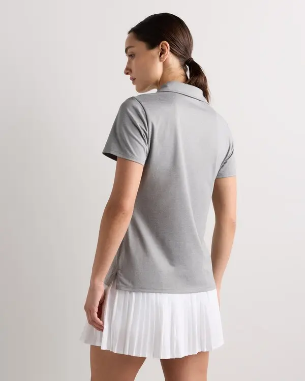 Quince Flowknit Breeze Short Sleeve Polo - Heather Grey