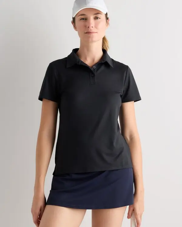 Quince Flowknit Breeze Polo - True Black