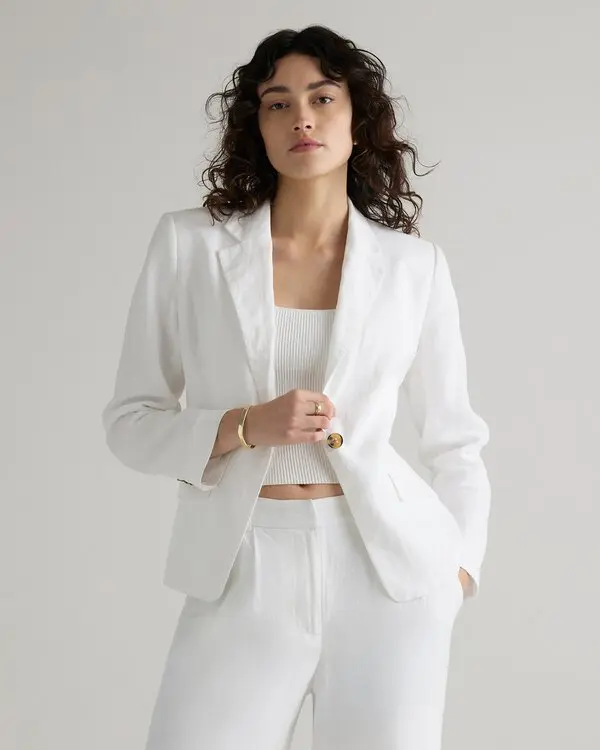Quince European Linen Structured Blazer - White