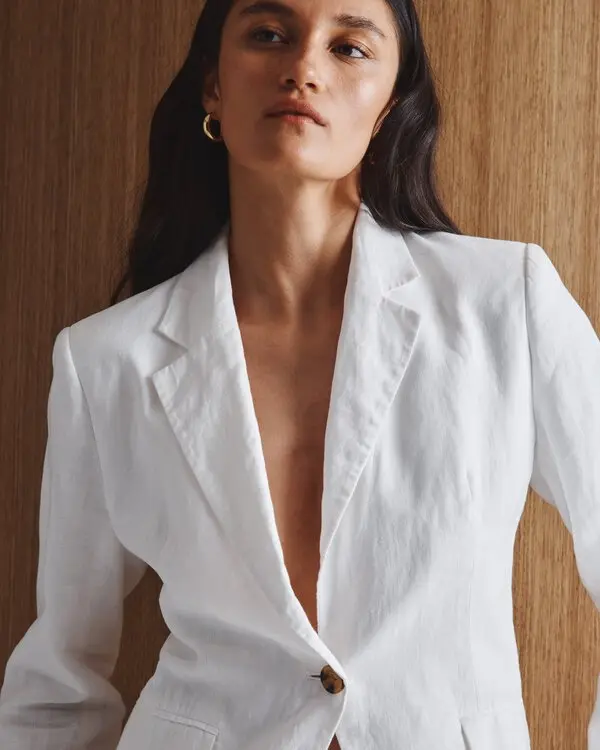 Quince European Linen Structured Blazer - White