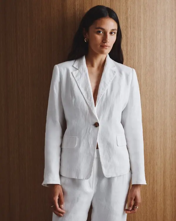 Quince European Linen Structured Blazer - White