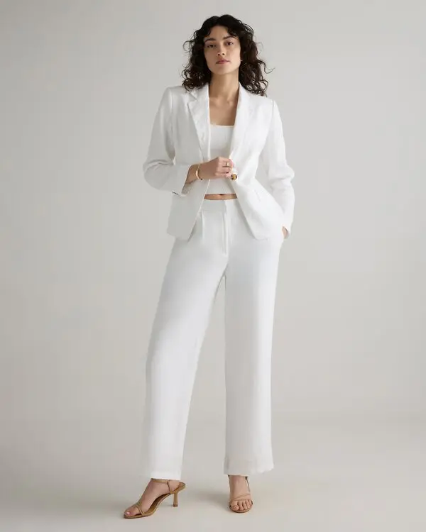 Quince European Linen Structured Blazer - White