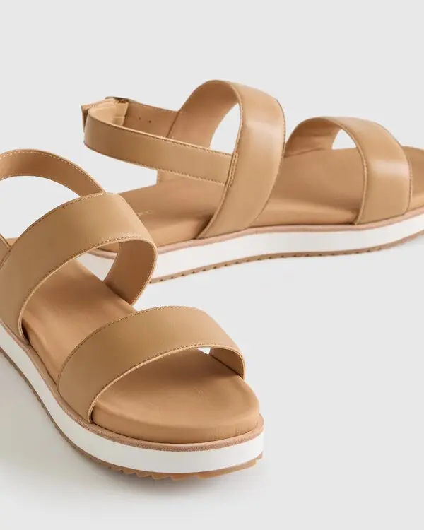 Quince Italian Leather Platform Sandals - Cashew