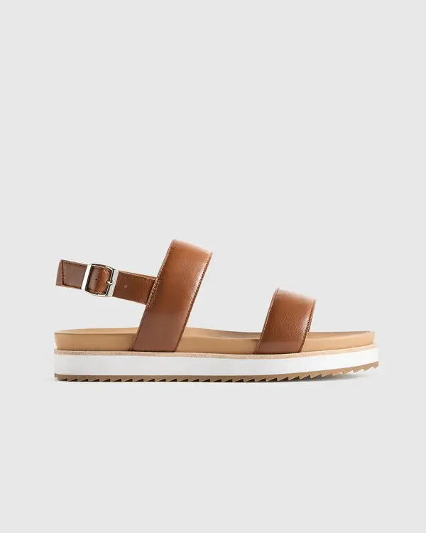 Quince Italian Leather Platform Sandals - Cognac
