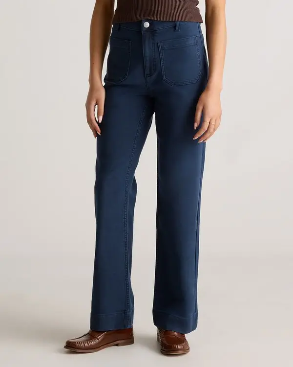 Quince French Terry Wide Leg Pants - Deep Navy