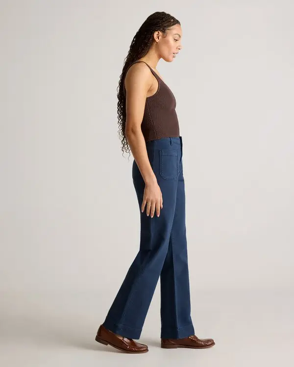 Quince French Terry Wide Leg Pants - Deep Navy