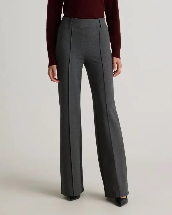 Quince Ultra-stretch Ponte Flare Leg Trousers - Charcoal