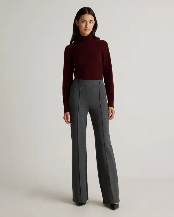 Quince Ultra-stretch Ponte Flare Leg Trousers - Charcoal
