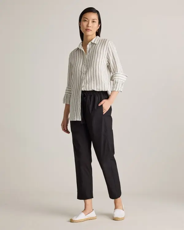 Quince Organic Cotton Pull-on Pants - Black