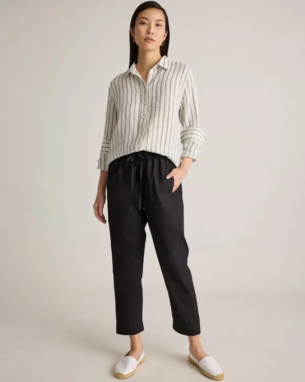 Quince Organic Cotton Pull-on Pants - Black