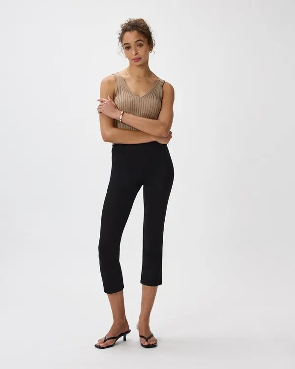 Quince Ultra-stretch Ponte Kick Flare Trousers - Black