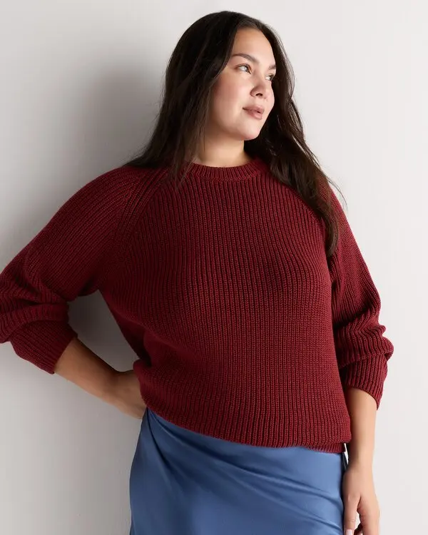 Quince Fisherman Crew Neck Sweater - Deep Brick Red