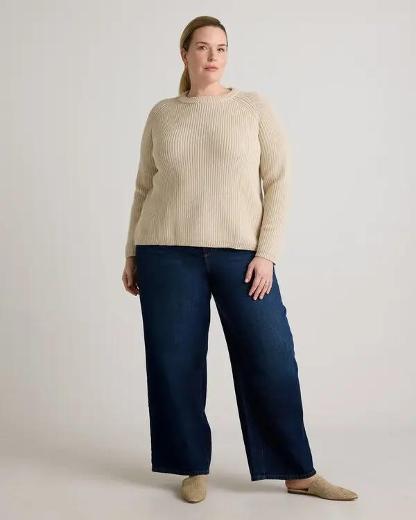 Quince Fisherman Crew Neck Sweater - Speckled Beige