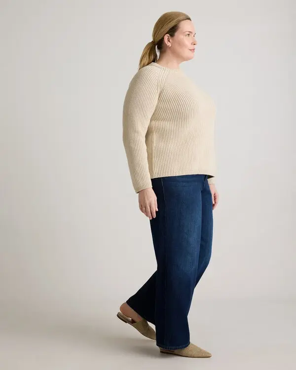 Quince Fisherman Crew Neck Sweater - Speckled Beige