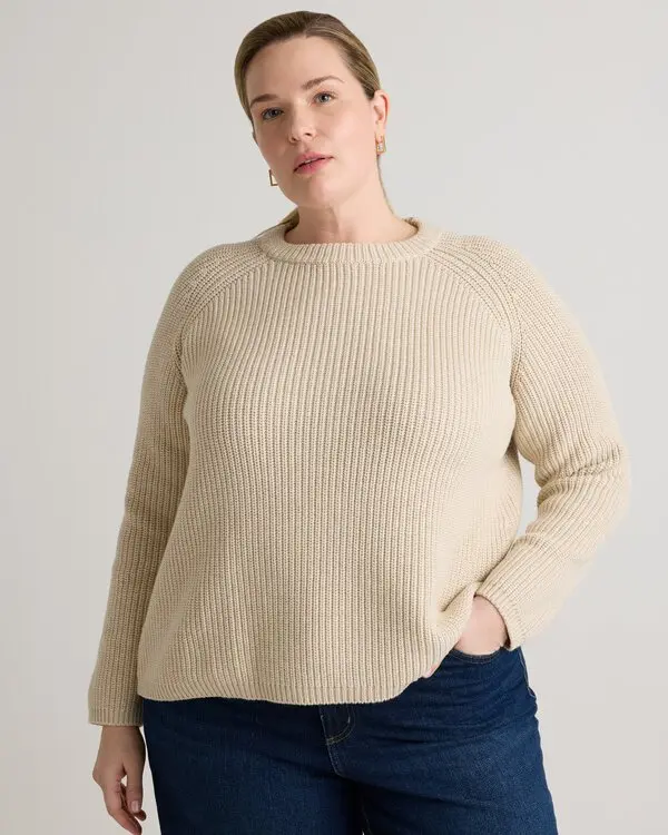 Quince Fisherman Crew Neck Sweater - Speckled Beige