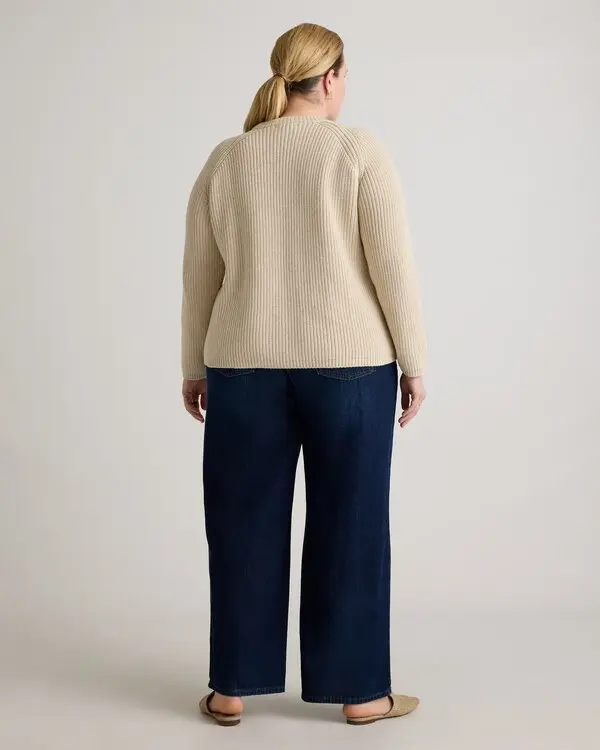 Quince Fisherman Crew Neck Sweater - Speckled Beige