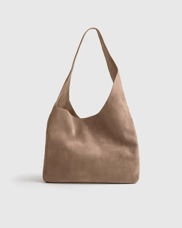 Quince Esme Suede Shoulder Bag - Pebble