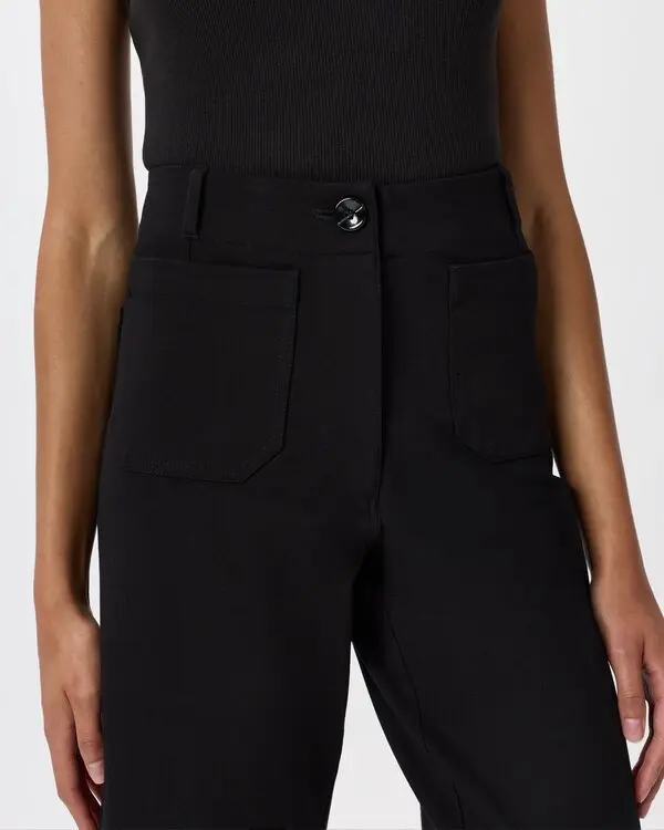 Quince Ultra-stretch Ponte Cropped Wide Leg Pants - Black