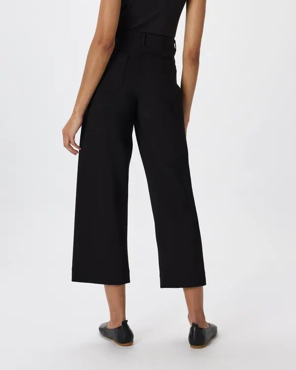 Quince Ultra-stretch Ponte Cropped Wide Leg Pants - Black