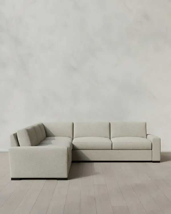 Quince Stillman L Sectional In Performance Basketweave - Flax