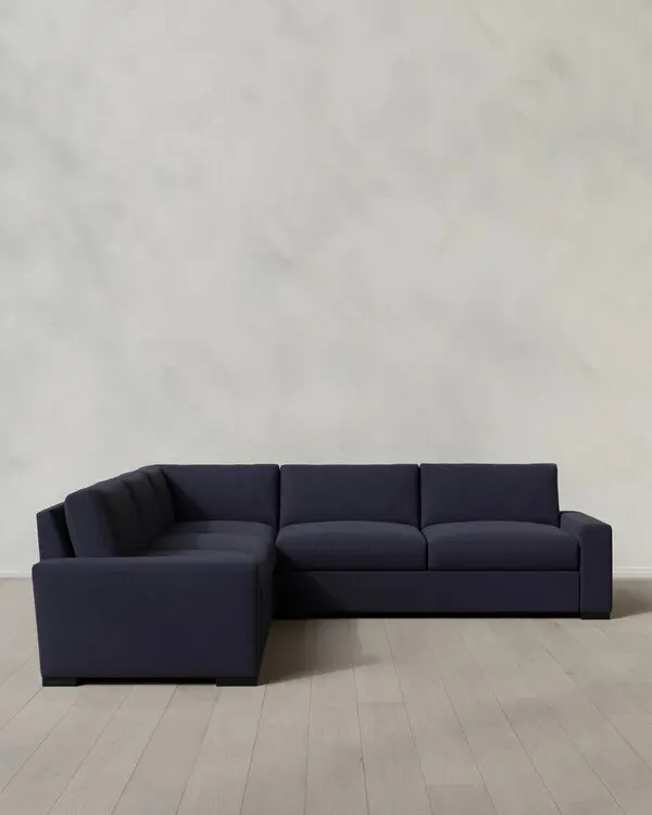 Quince Stillman L Sectional In Performance Basketweave - Navy