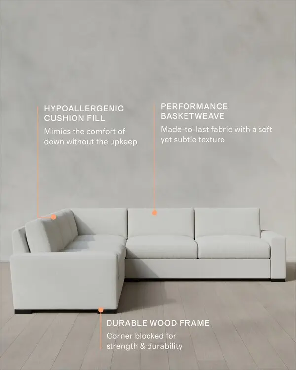 Quince Stillman L Sectional In Performance Basketweave - Snow