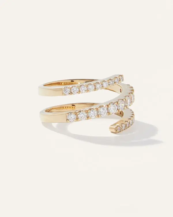 Quince 14k Gold Diamond Spiral Ring - Yellow Gold
