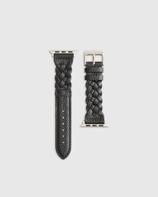 Quince Braided Leather Smartwatch Band - Black