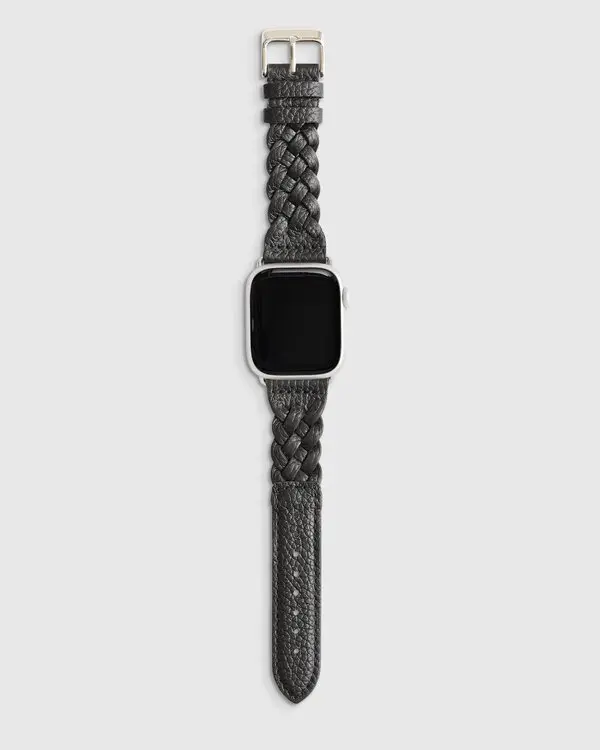 Quince Braided Leather Smartwatch Band - Black