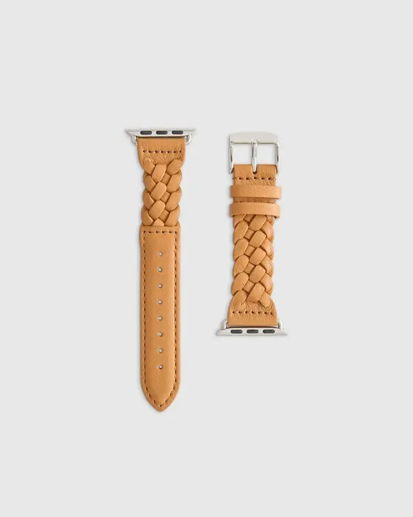 Quince Braided Leather Smartwatch Band - Light Brown
