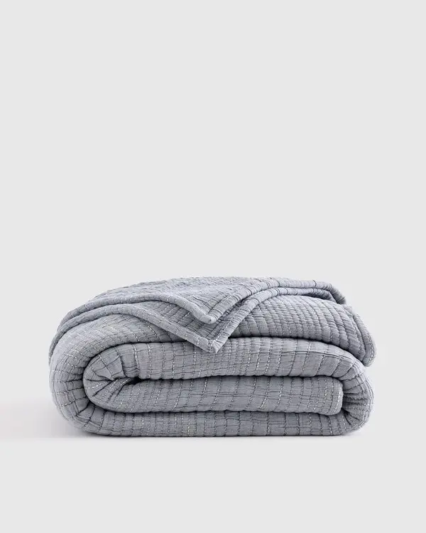Quince Channel Stitch Coverlet - Blue