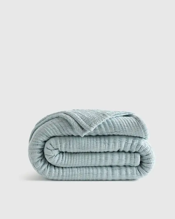 Quince Channel Stitch Coverlet - Sky Blue
