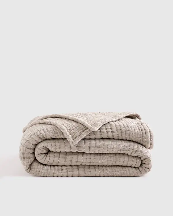 Quince Channel Stitch Coverlet - Taupe