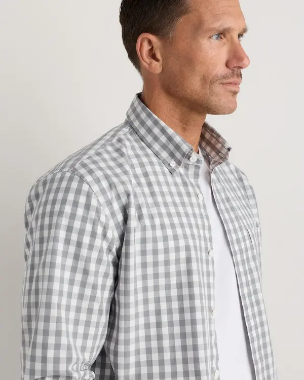 Quince Stretch Poplin Shirt - Grey Gingham