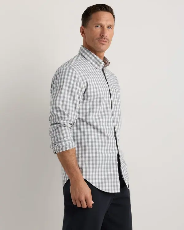 Quince Stretch Poplin Shirt - Grey Gingham