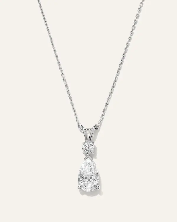 Quince 14k Gold Lab Grown Diamond Drop Pendant Necklace - White Gold