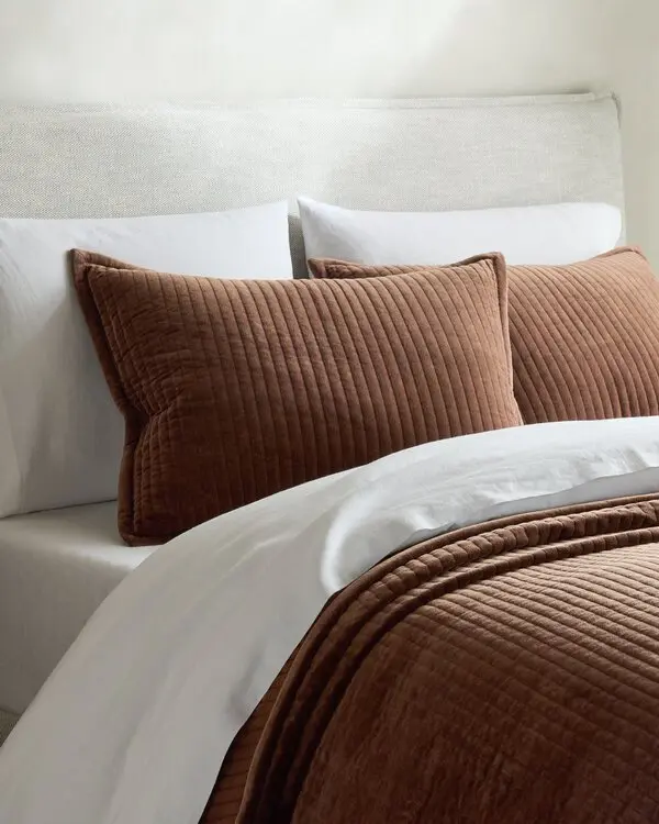 Quince Cotton Velvet Channel Quilt Set - Chestnut