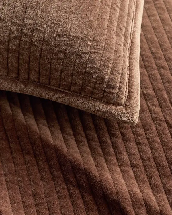 Quince Cotton Velvet Channel Quilt Set - Chestnut
