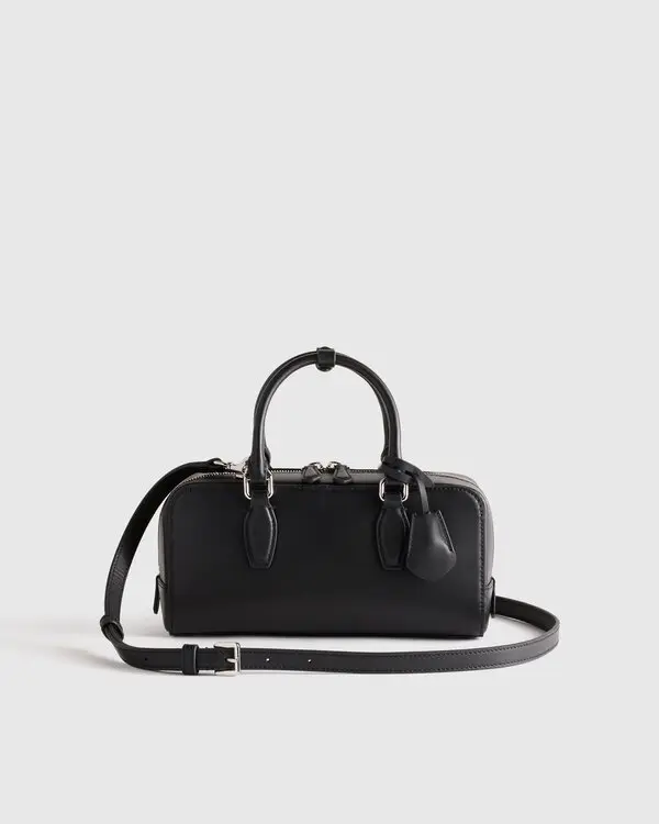Quince Italian Leather Mini Bowler Satchel - Black