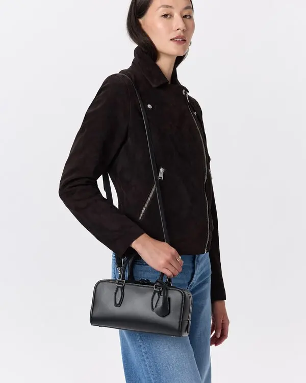 Quince Italian Leather Mini Bowler Satchel - Black