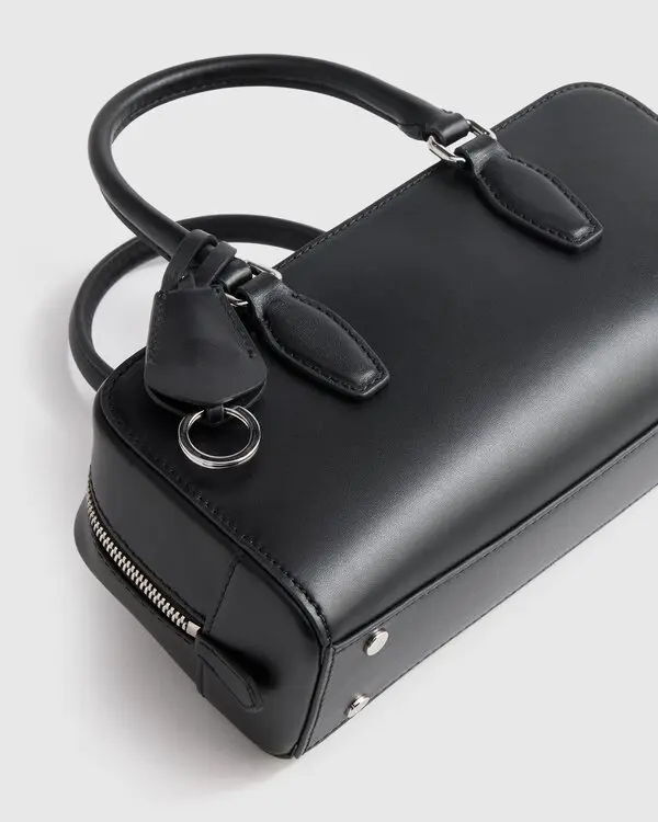Quince Italian Leather Mini Bowler Satchel - Black
