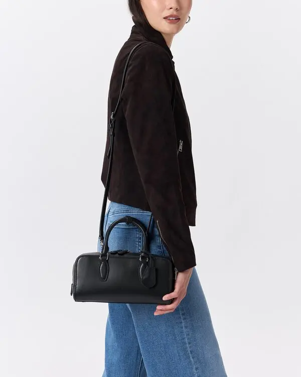 Quince Italian Leather Mini Bowler Satchel - Black