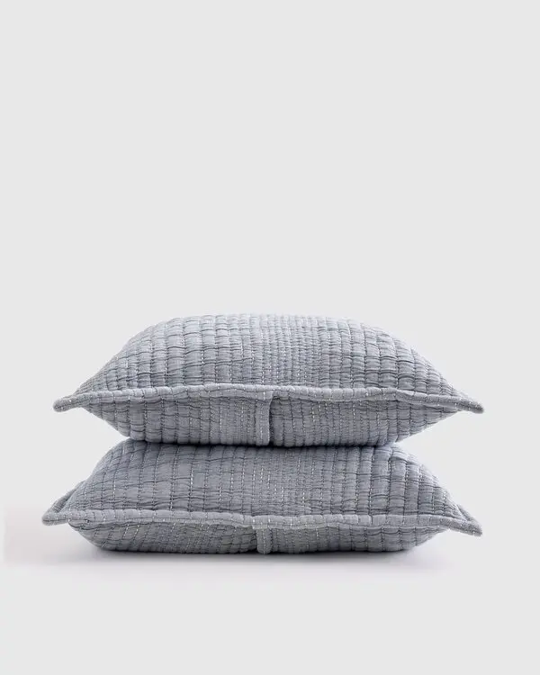 Quince Channel Stitch Sham Set - Blue