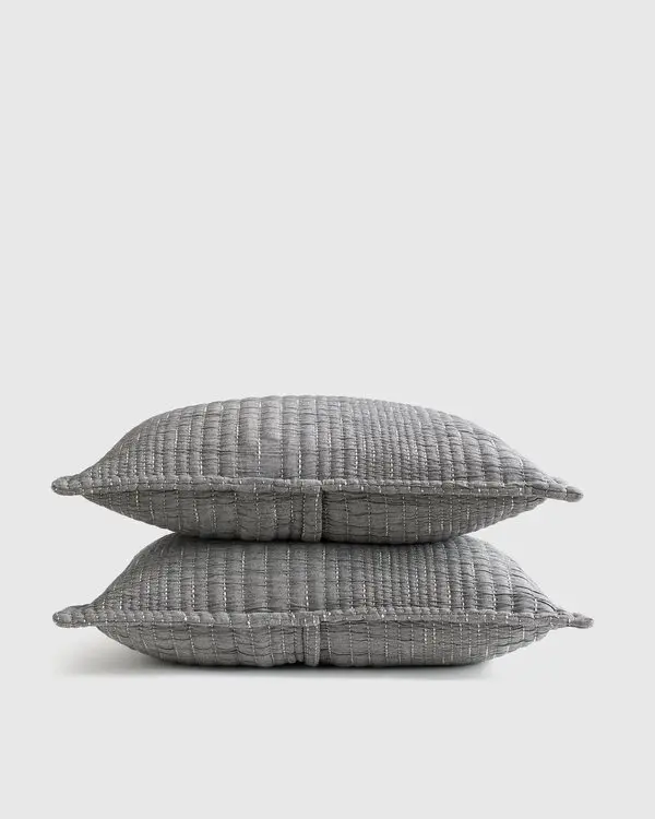Quince Channel Stitch Sham Set - Charcoal