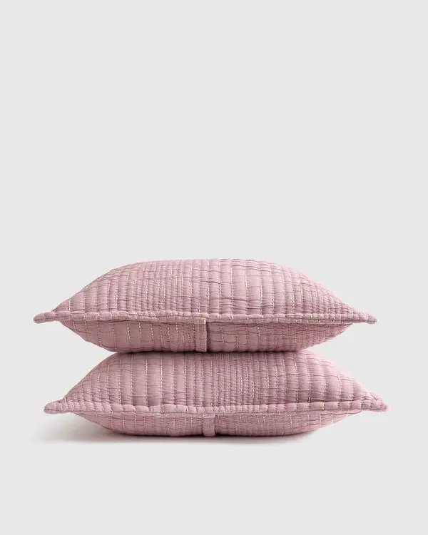 Quince Channel Stitch Sham Set - Mulberry