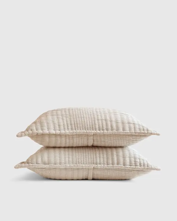 Quince Channel Stitch Sham Set - Sand