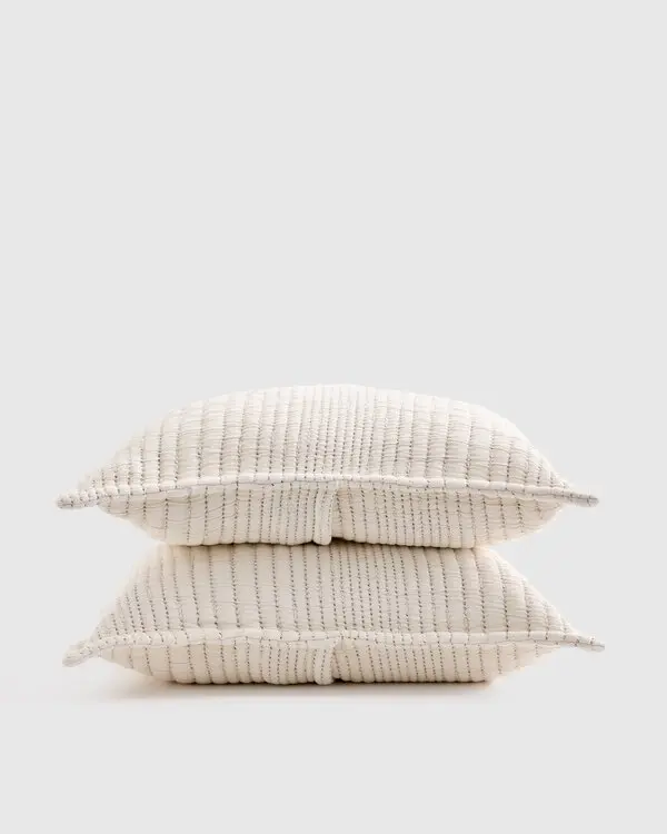 Quince Channel Stitch Sham Set - Undyed