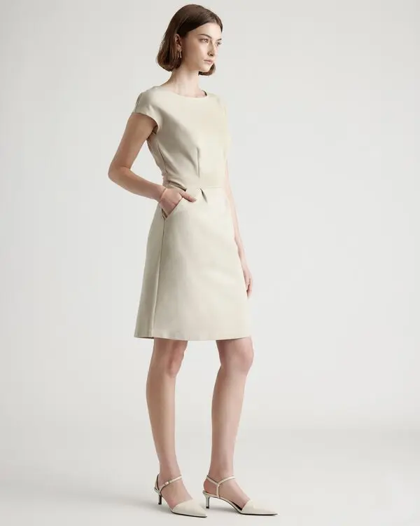 Quince Ultra-stretch Ponte Cap Sleeve Dress - Ecru